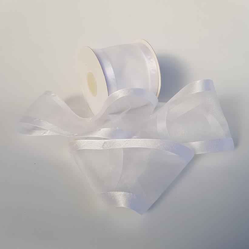 Satin Edged Ribbon 75mm White - Desflora