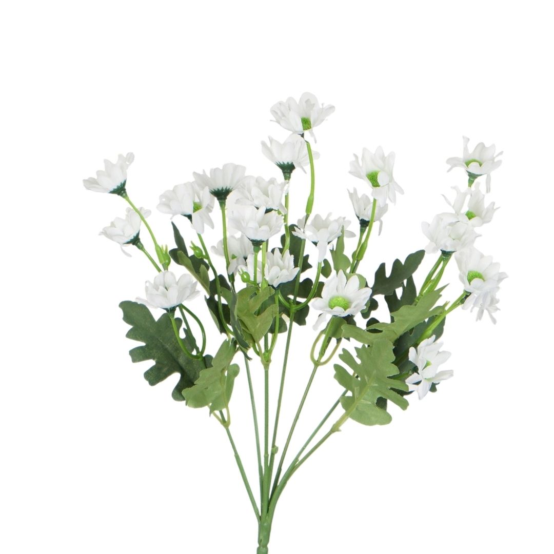 Artificial Mini Daisy Bush White 31cm - Desflora