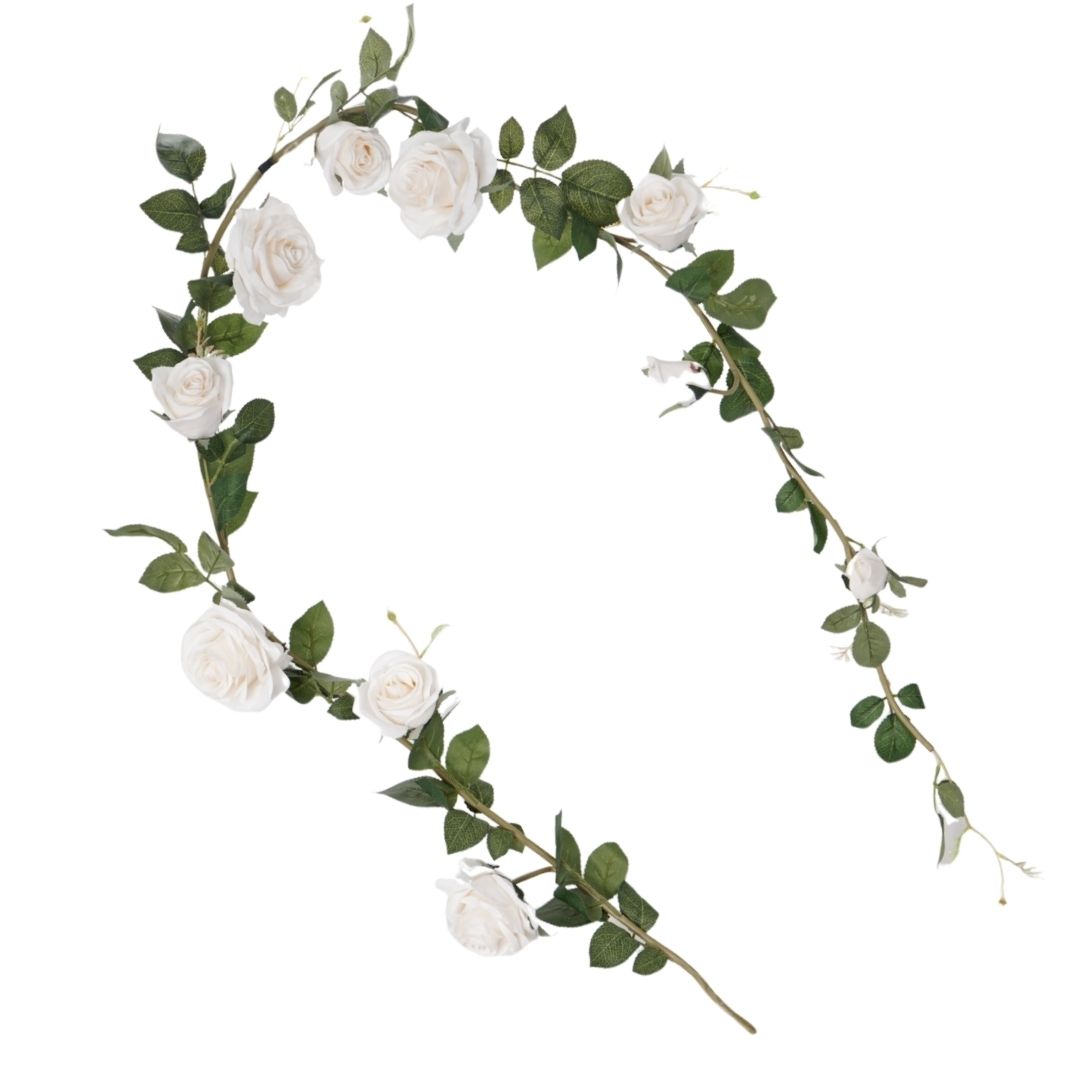 Artificial Rose Garland White – 180cm - Desflora
